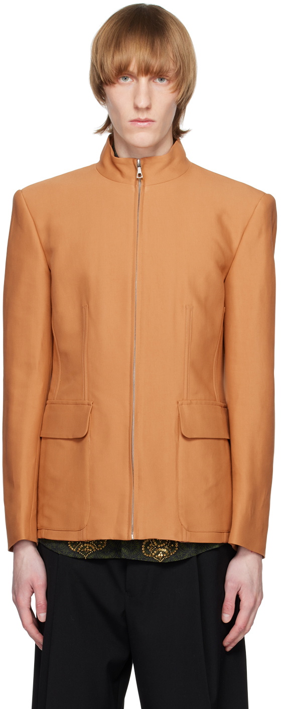 Dries Van Noten Orange Band Collar Blazer Dries Van Noten