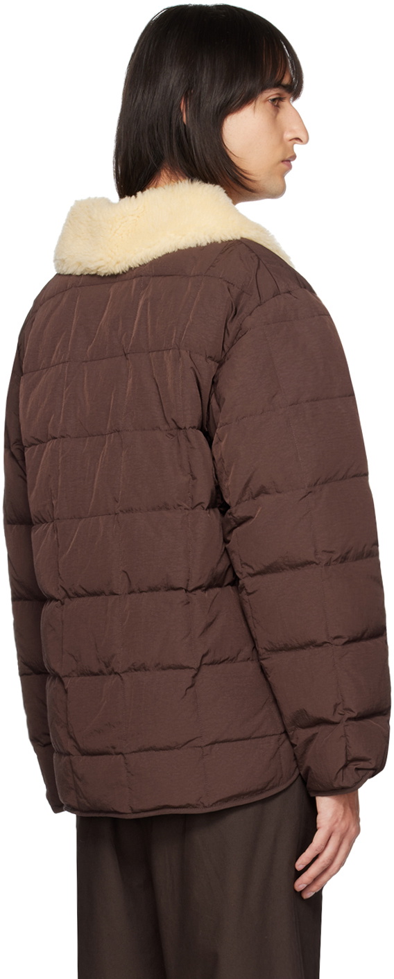 Jil Sander Brown Spread Collar Down Jacket Jil Sander