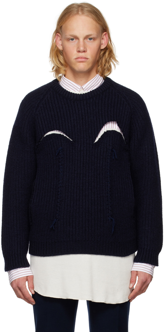 Maison Margiela Navy Layered Three-Piece Sweater Maison Margiela
