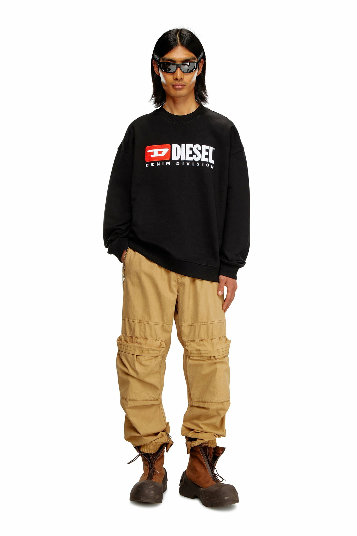 Diesel Sweatshirt with Denim Division logo - Sweaters Mens in Black Diesel