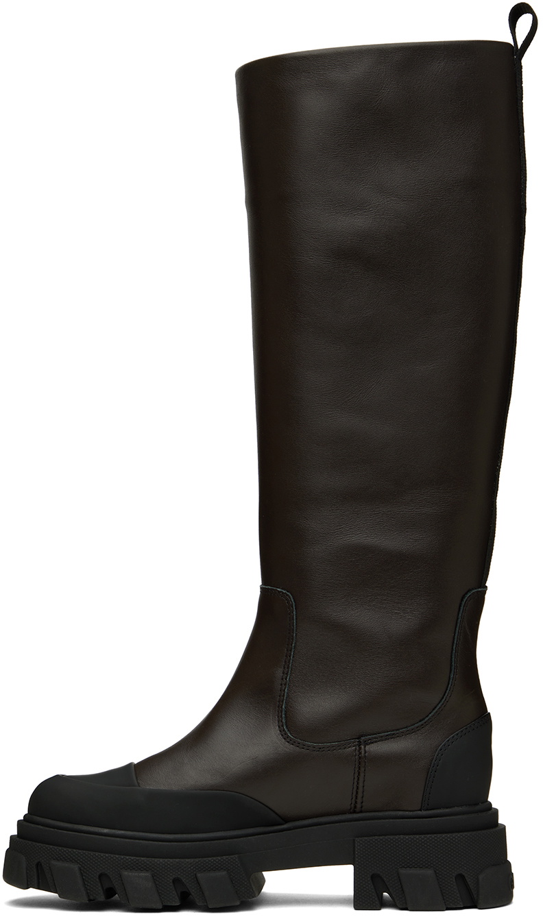 GANNI Brown Cleated Tubular Tall Boots GANNI