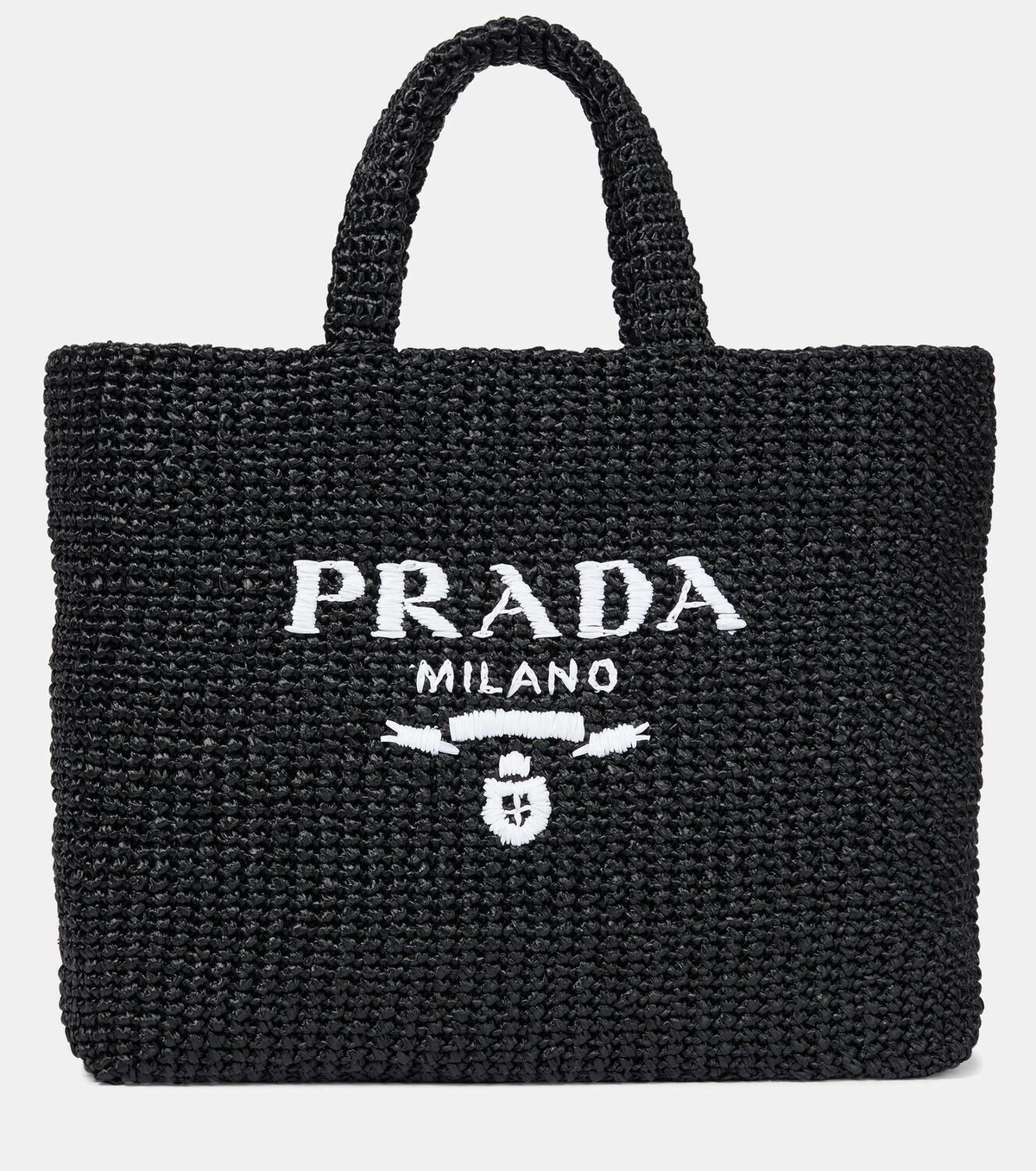 Prada Logo raffia-effect shopper Prada