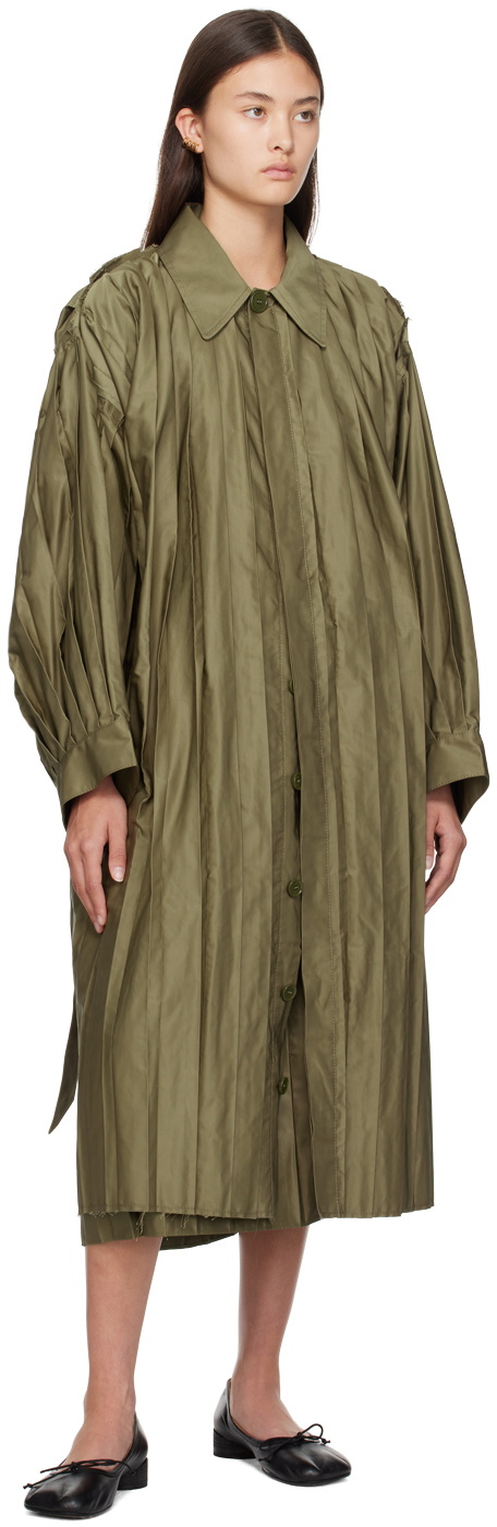 MM6 Maison Margiela Khaki Pleated Coat MM6 Maison Margiela