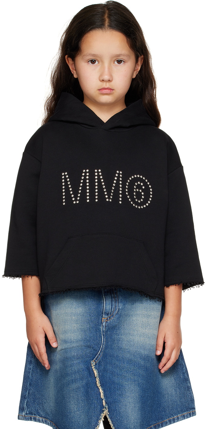 MM6 Maison Margiela Kids Black Studded Hoodie MM6 Maison Margiela