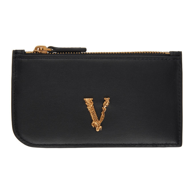Versace Black Vitrus Zip Card Holder Versace