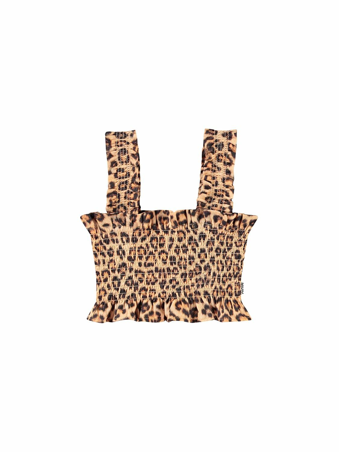 MOLO Leopard Print Cotton Poplin Crop Top Molo