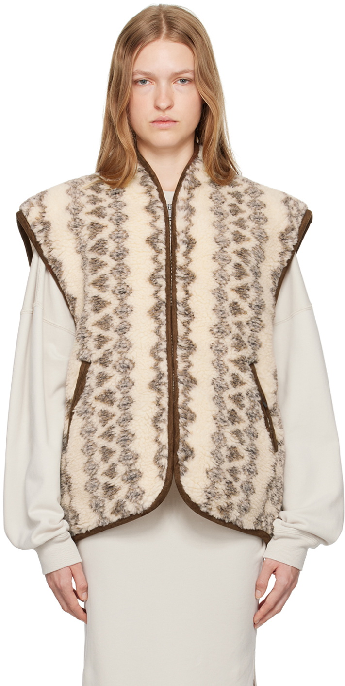 Isabel Marant Etoile Off-White & Brown Maximilia Vest Isabel Marant Etoile