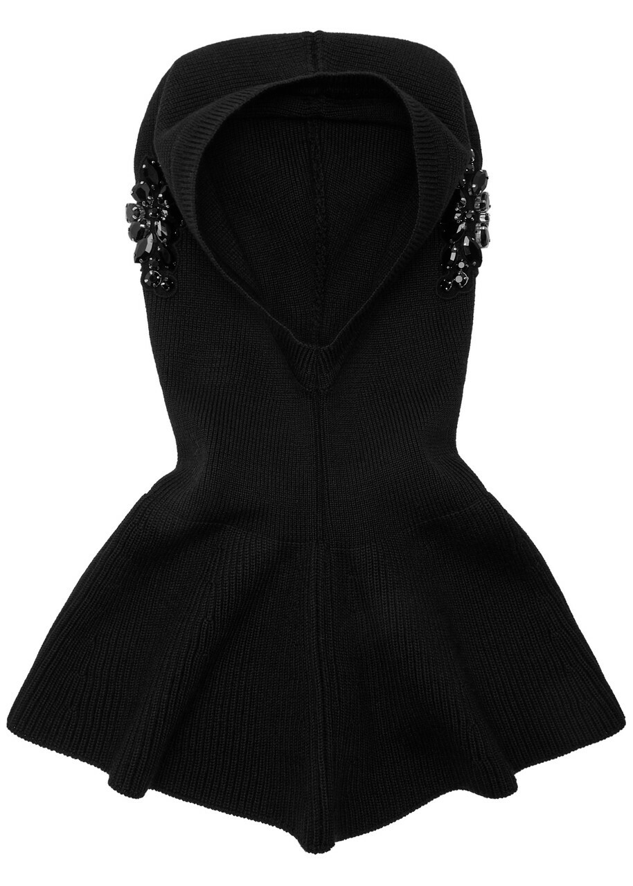 Simone Rocha Crystal-emebllished Wool-blend Balaclava - Black - One ...