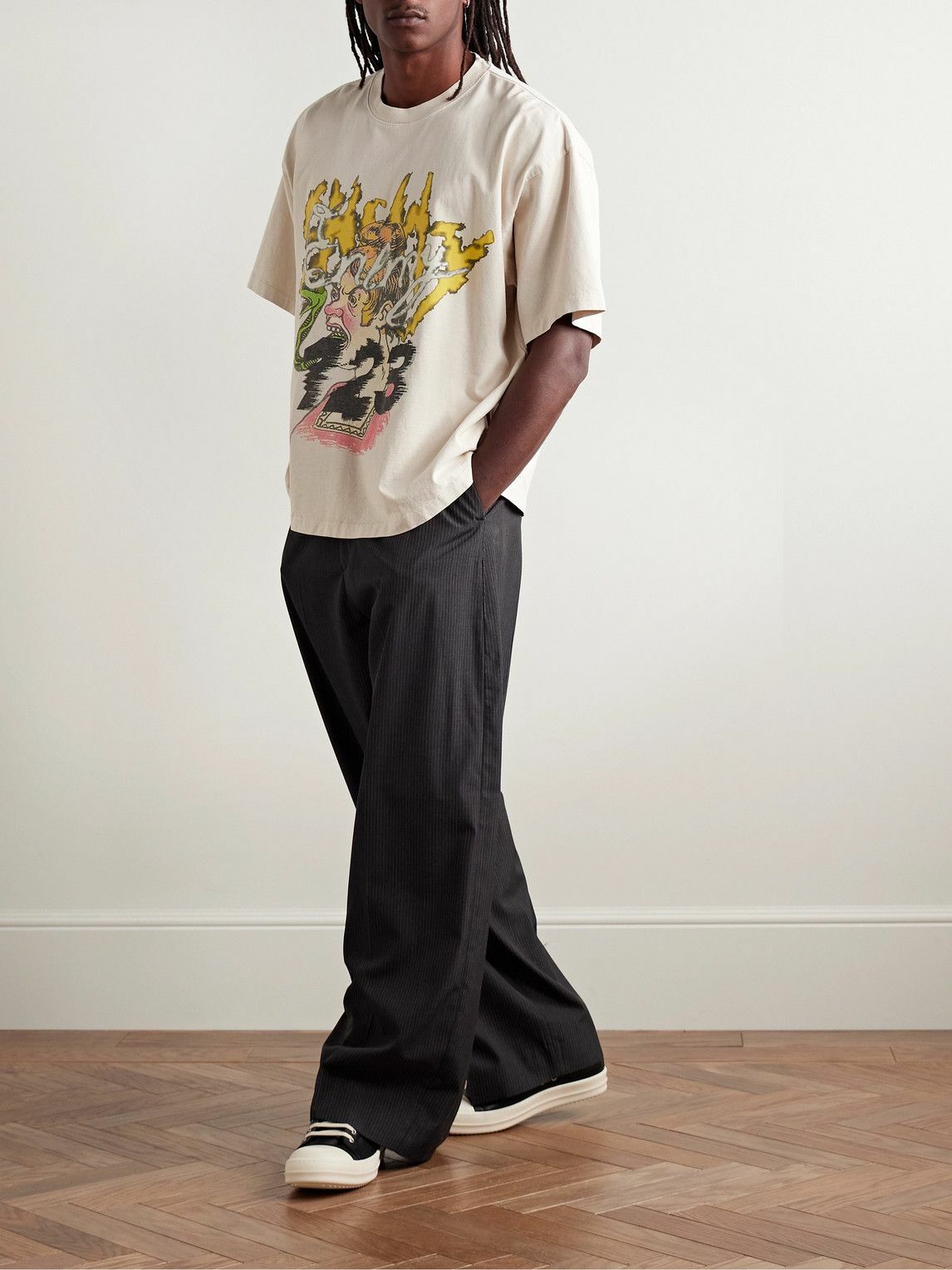 RRR123 - Snake Printed Cotton-Jersey T-Shirt - Neutrals RRR123