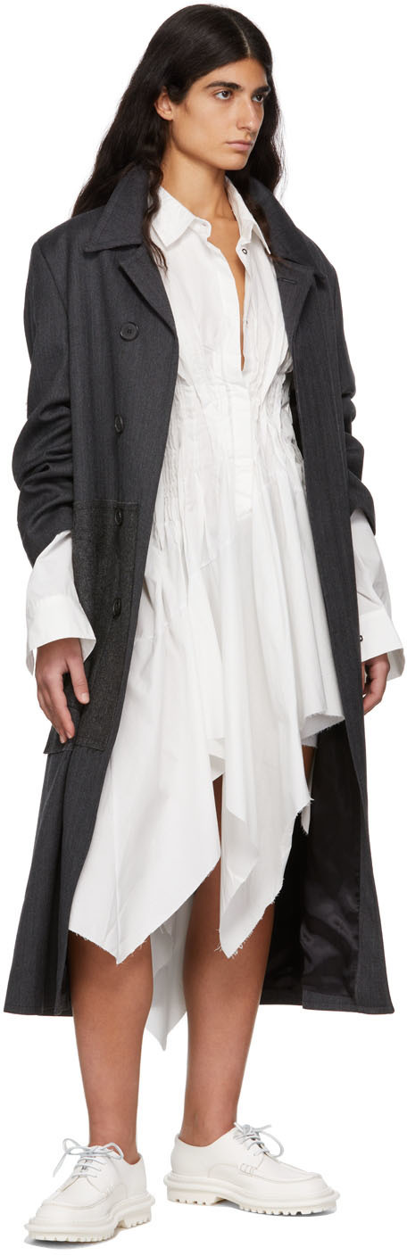 Marques Almeida White Cinched Pleated Dress Marques Almeida