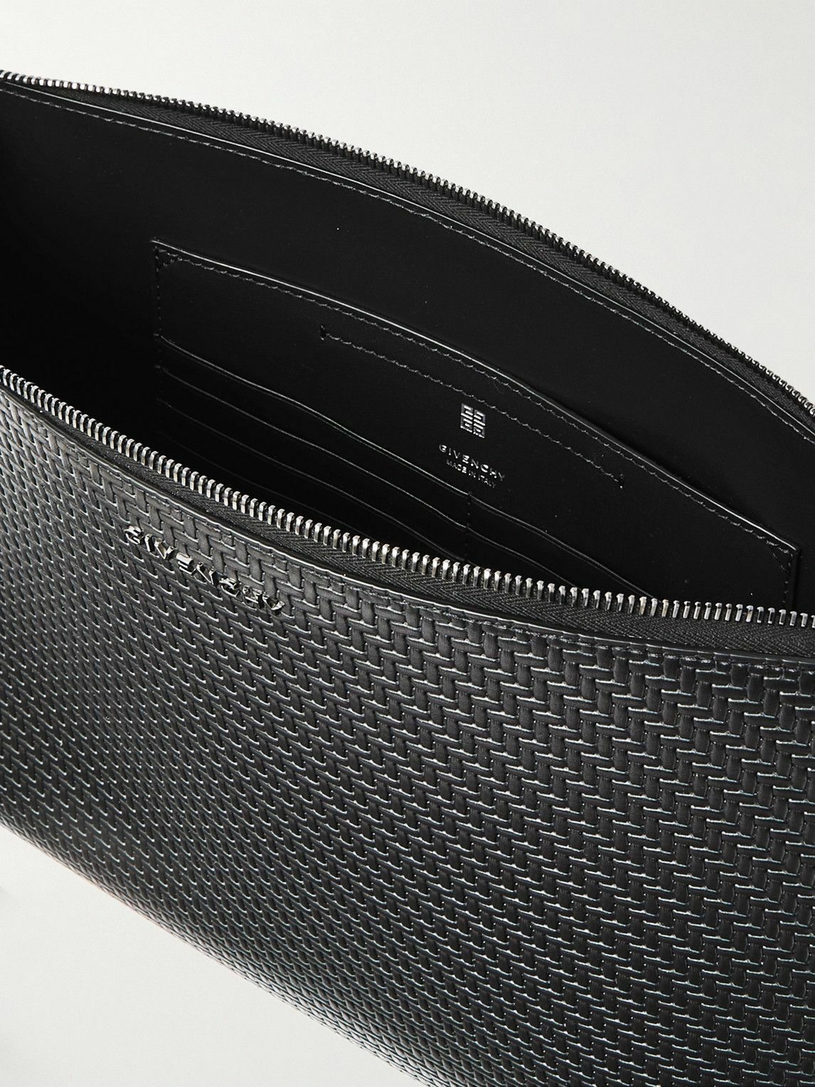 Givenchy - Logo-Appliquéd Woven Leather Pouch Givenchy