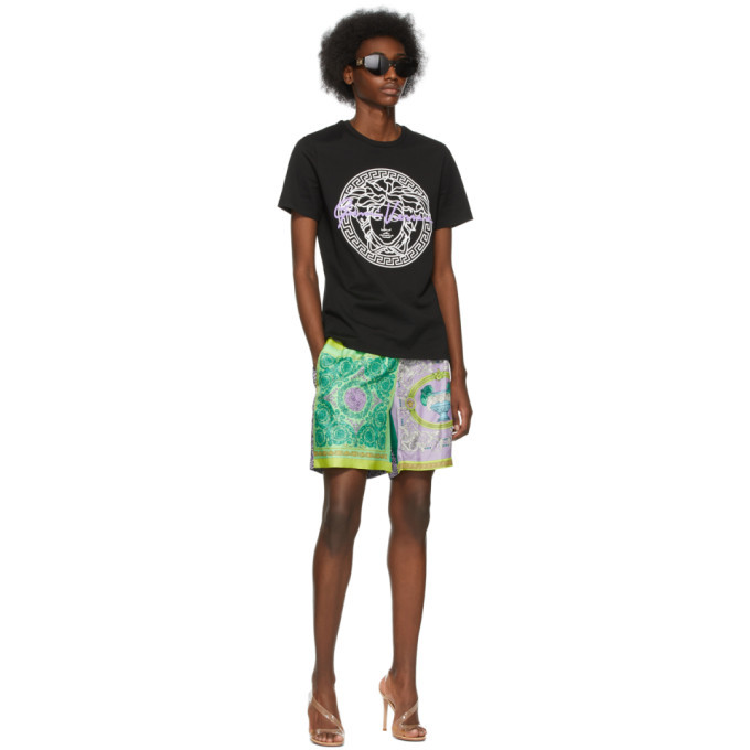 Versace Multicolor Leopard and Barocco Mosaic Shorts Versace