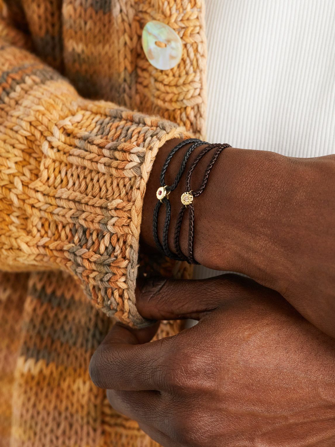 Octavia Elizabeth - Parachute Gold, Diamond and Cord Bracelet