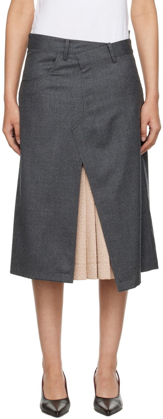 Commission Gray Layered Midi Skirt Commission