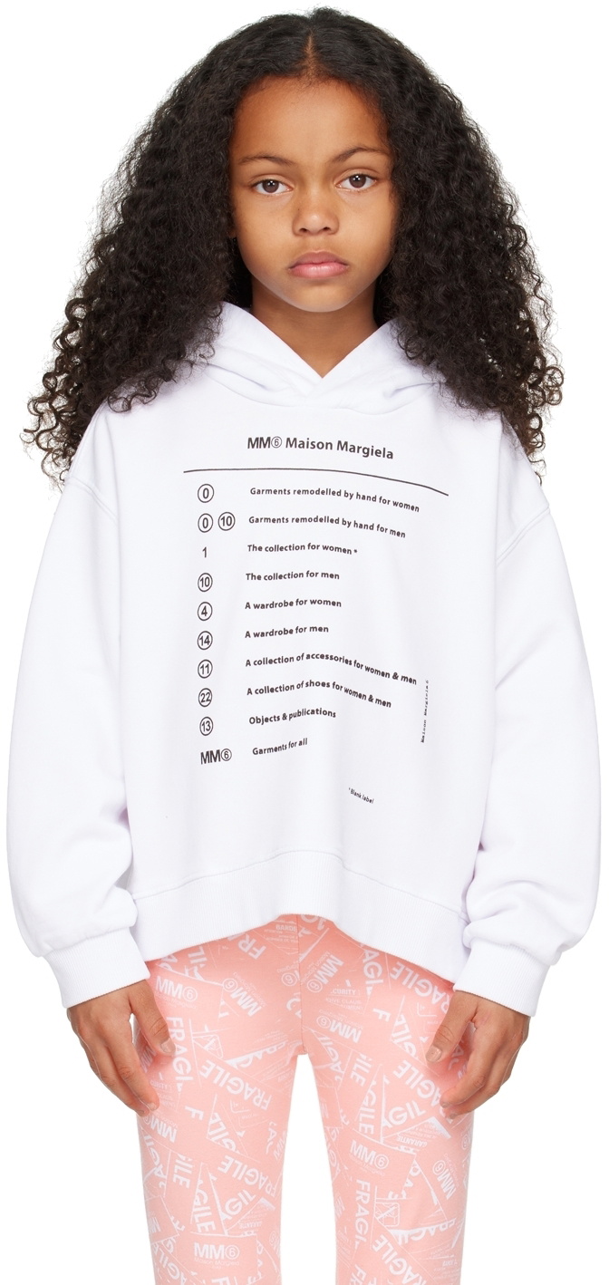 MM6 Maison Margiela Kids White Care Logo Hoodie MM6 Maison Margiela
