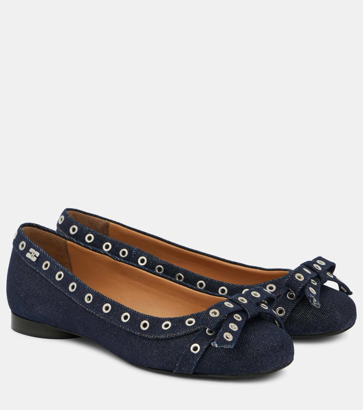 Ganni Embellished denim ballet flats GANNI