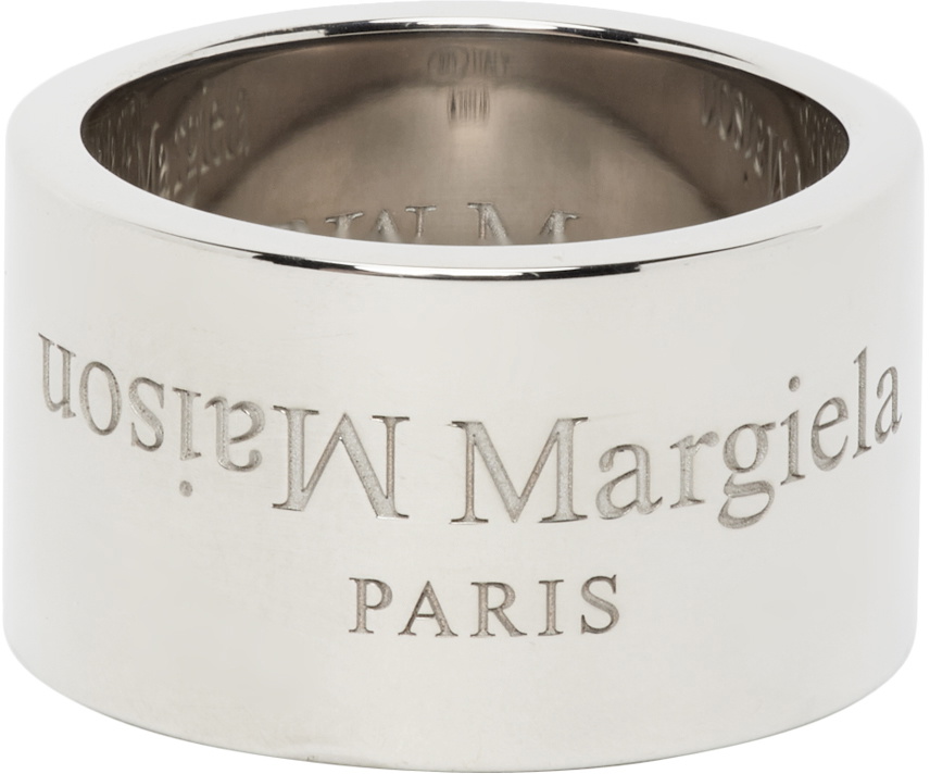 Maison Margiela Silver Wide Logo Ring Maison Margiela