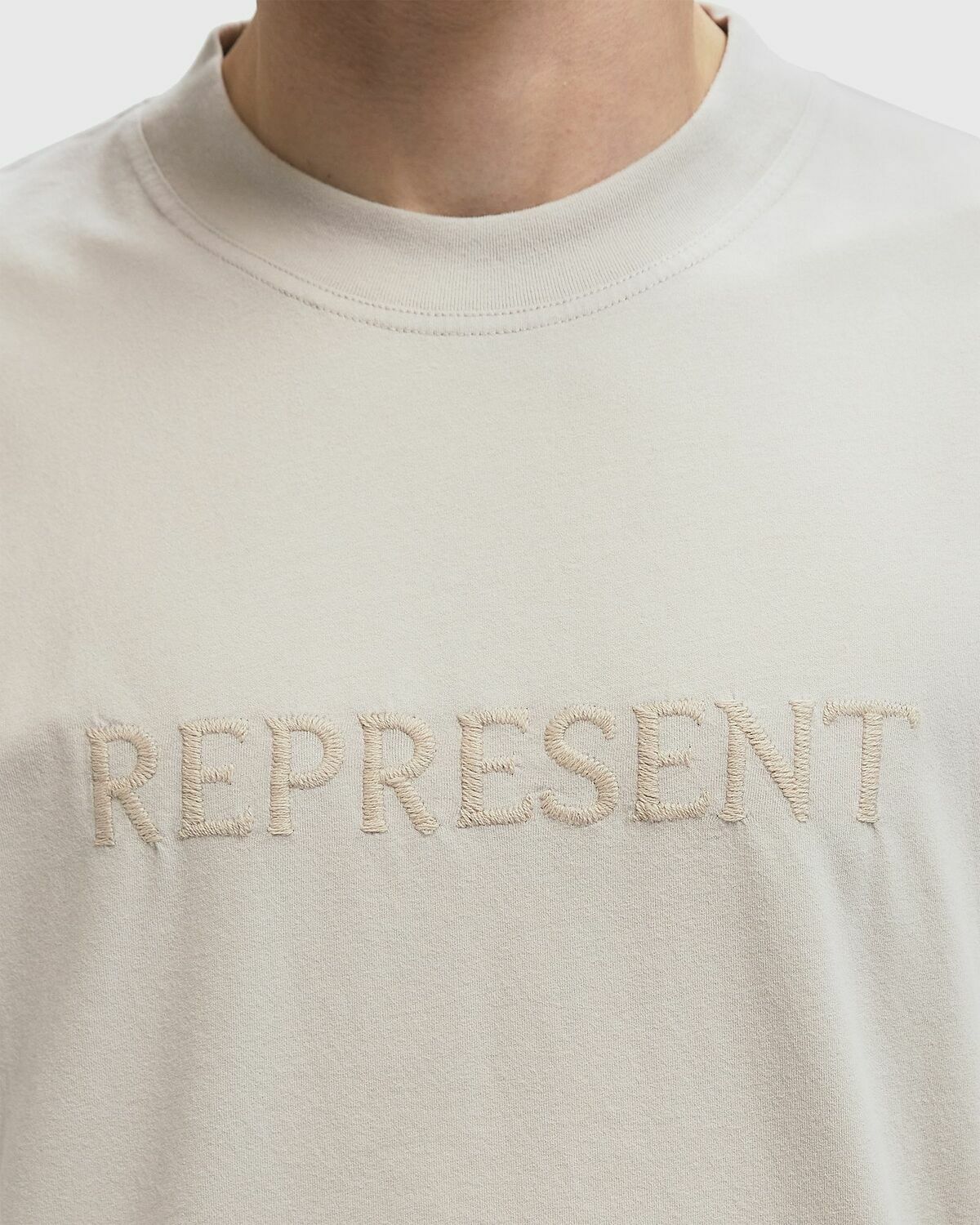 Represent Embroidered Serif Logo T-Shirt Grey Mens Shortsleefe Represent