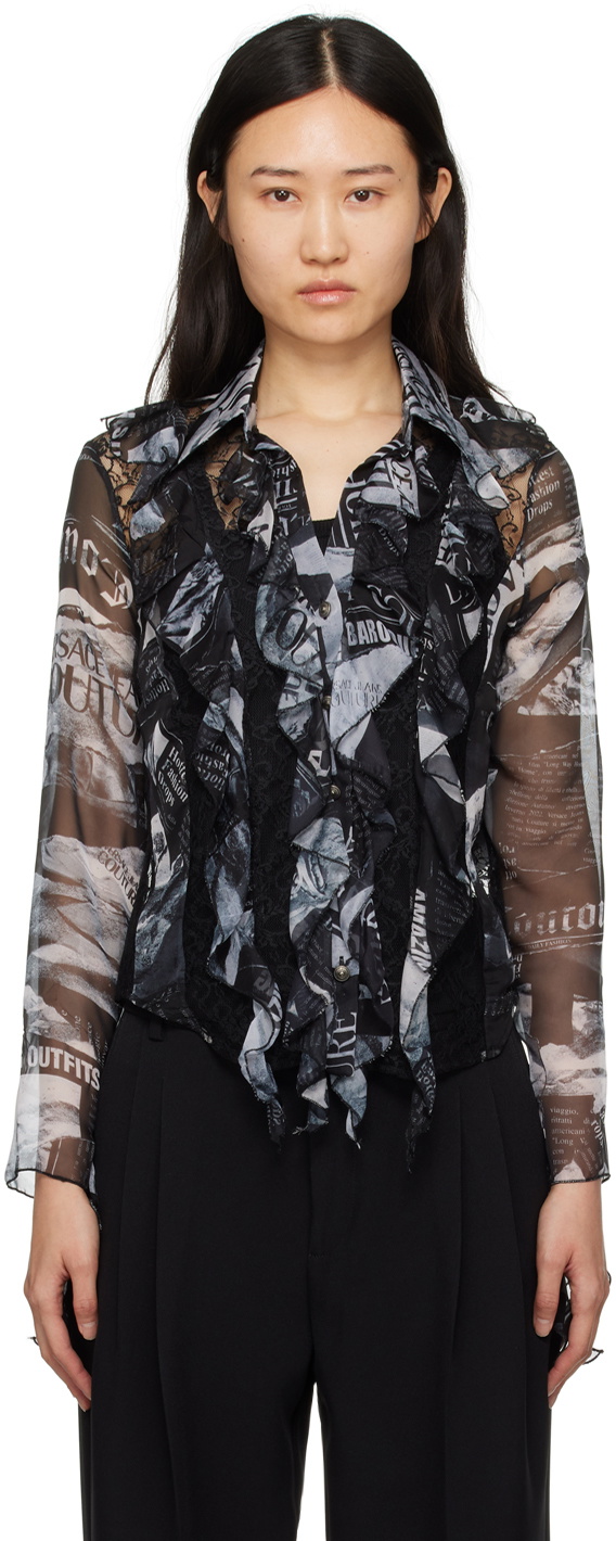 Versace Jeans Couture Black Print Blouse Versace