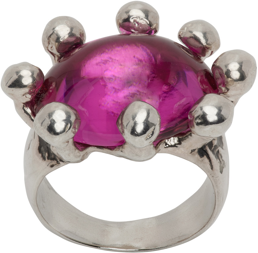Mondo Mondo Silver & Pink Diva Ring Mondo Mondo