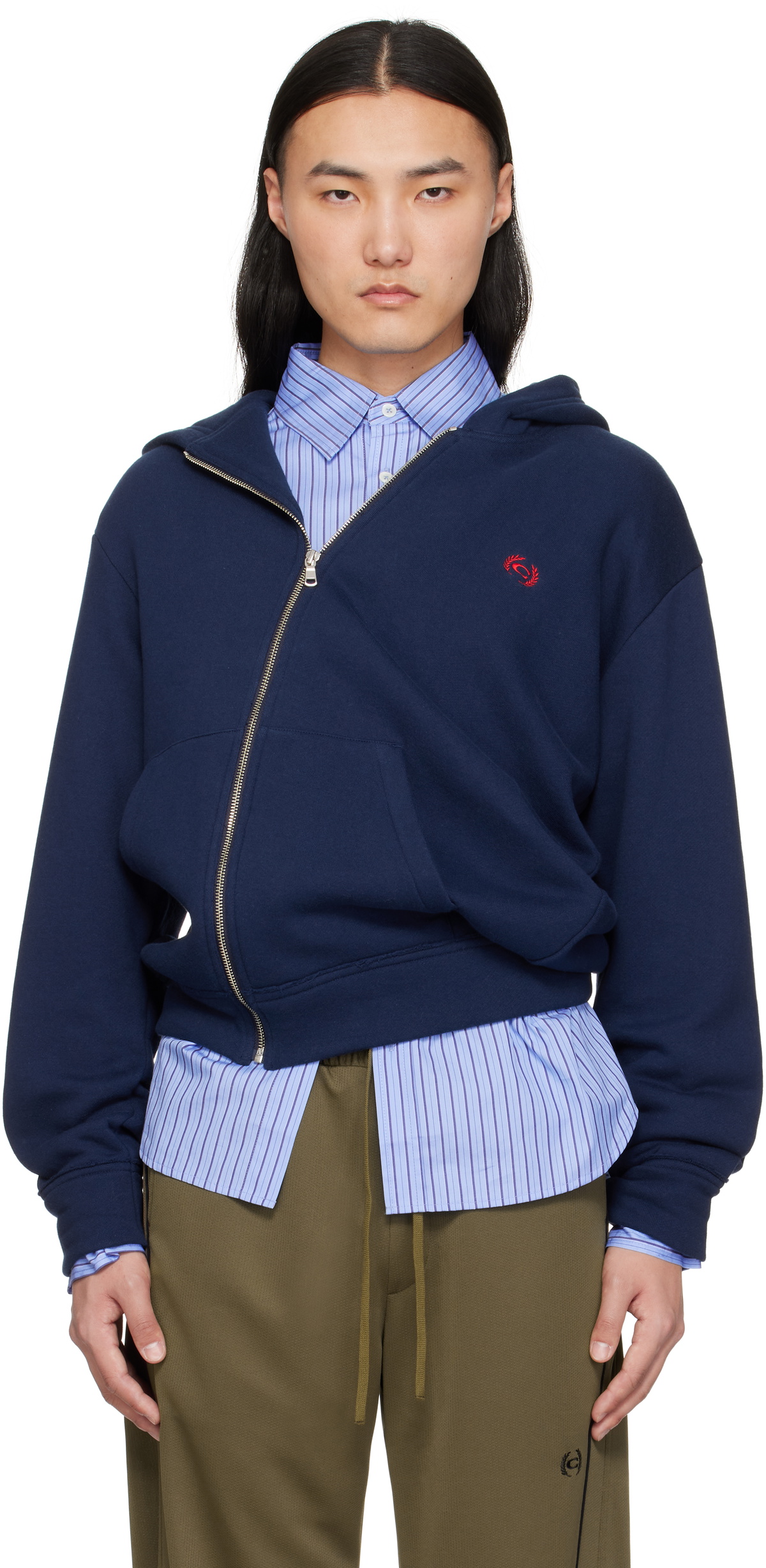 Commission Navy Twisted Zip-Up Hoodie Commission