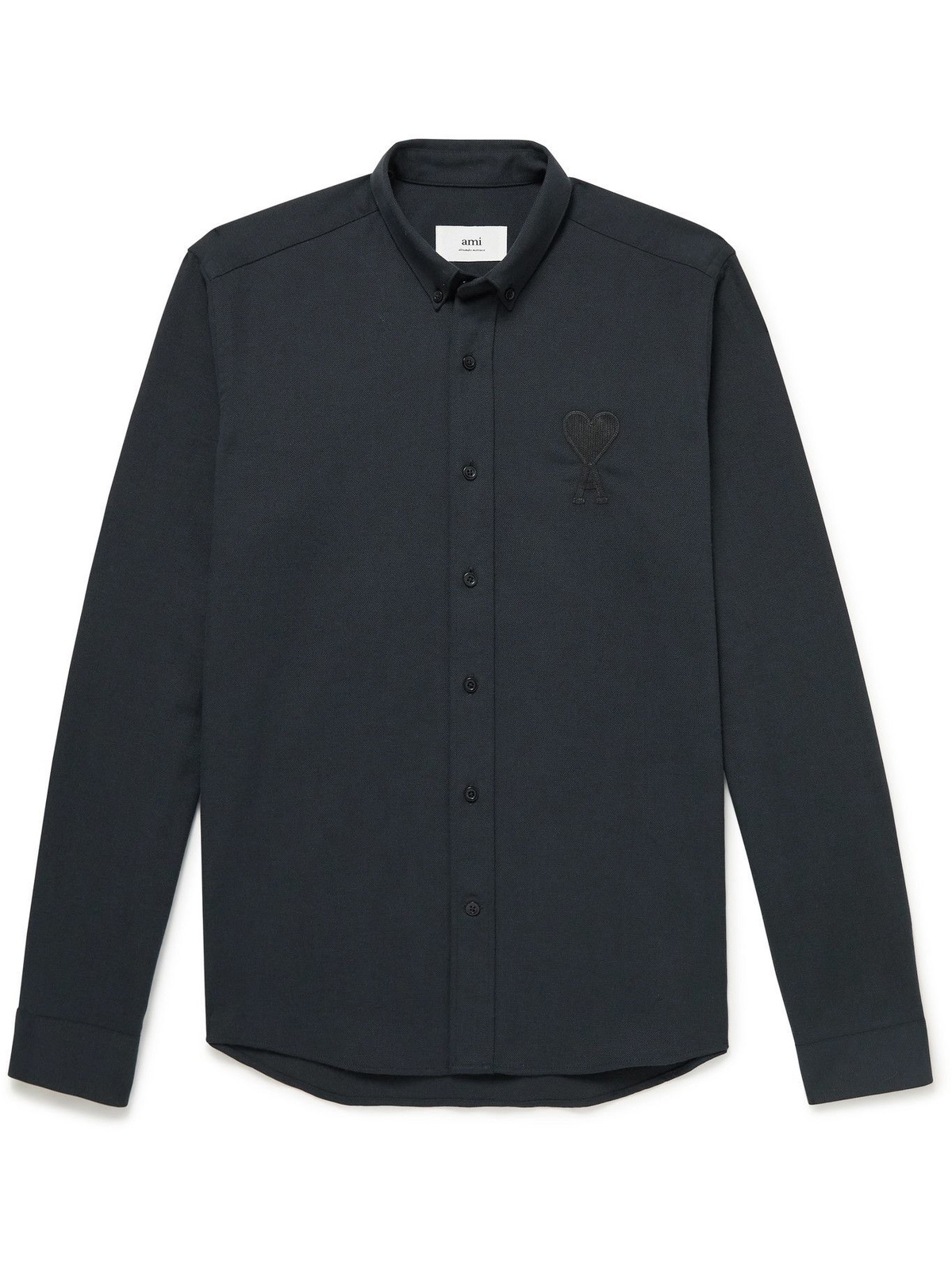 AMI PARIS - Button-Down Collar Logo-Embroidered Cotton Oxford Shirt ...