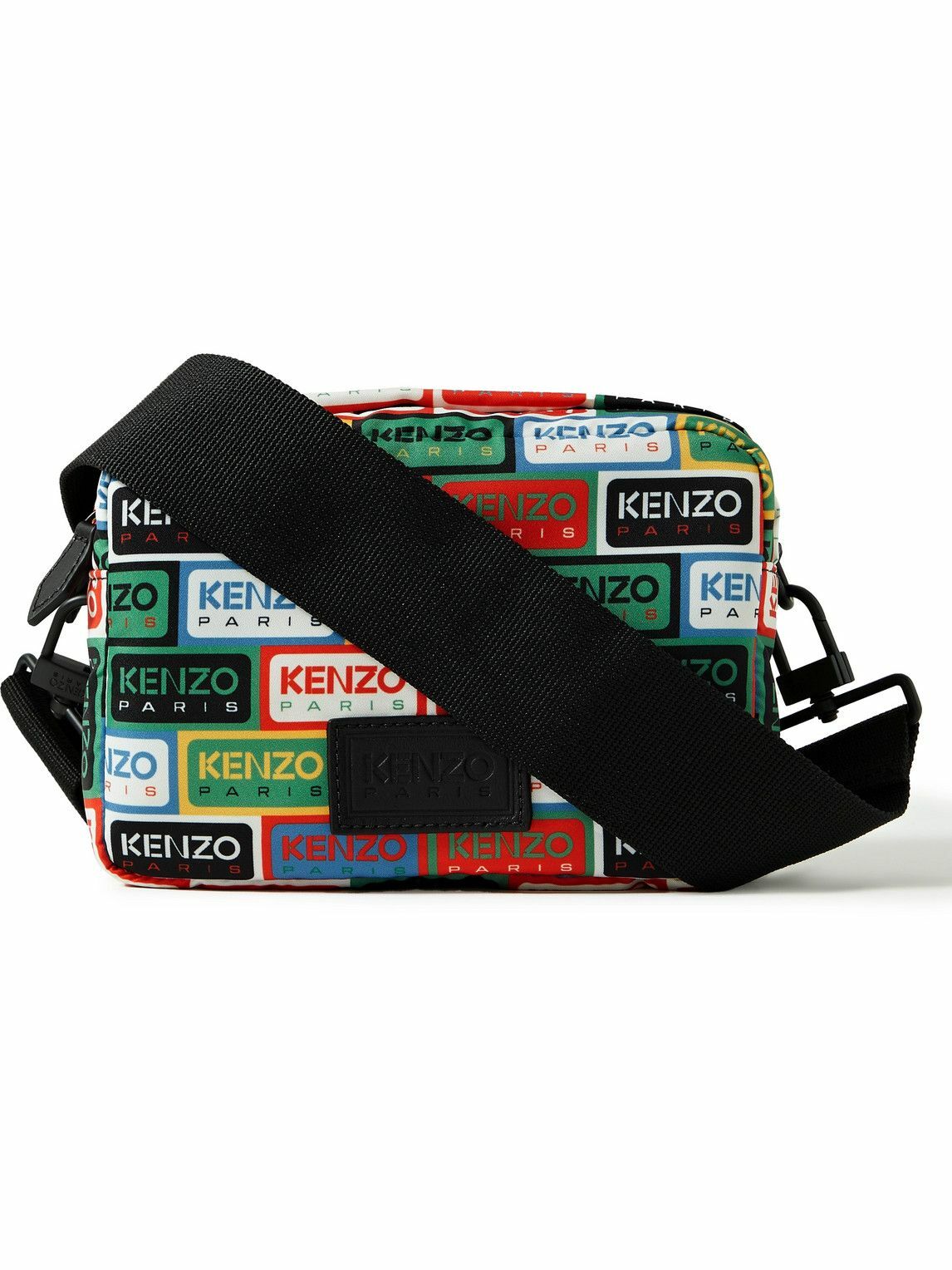 KENZO - Leather-Trimmed Logo-Print Tech-Twill Messenger Bag Kenzo