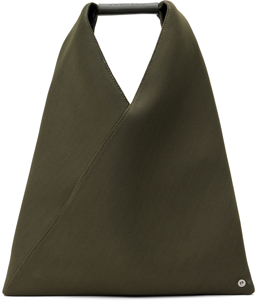MM6 Maison Margiela Khaki Small Classic Triangle Tote MM6 Maison Margiela