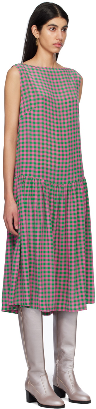 Caro Editions SSENSE Exclusive Pink & Green Heather Midi Dress Caro ...