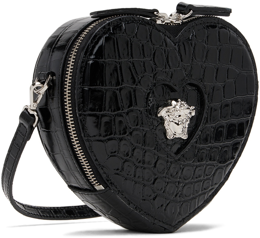Versace Kids Black 'La Medusa' Heart Bag Versace