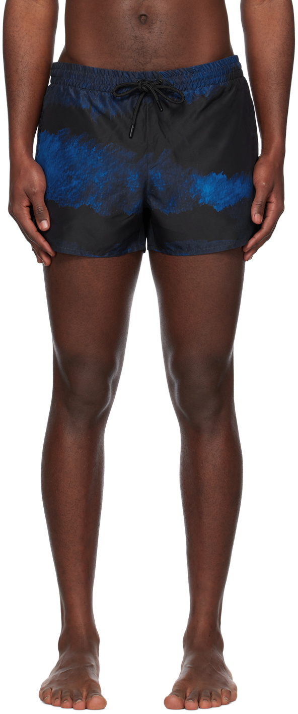 COMMAS SSENSE Exclusive Black & Blue Swim Shorts Commas