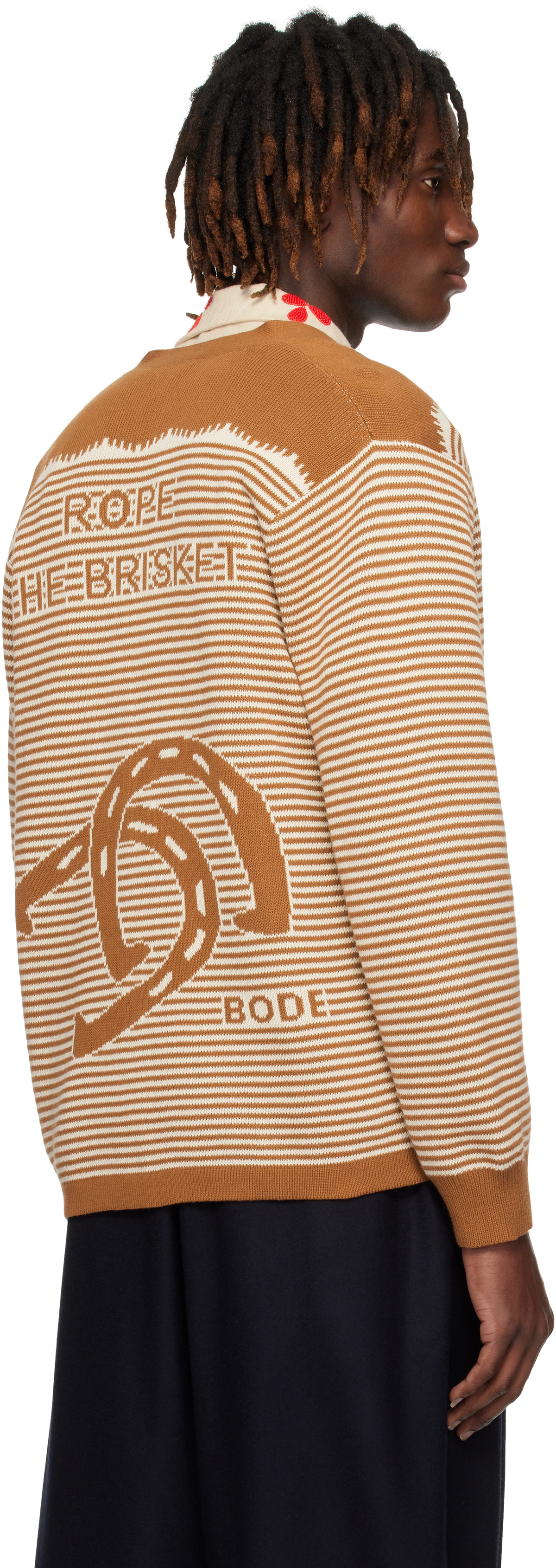 Bode Brown & White Buckaroo Cardigan Bode