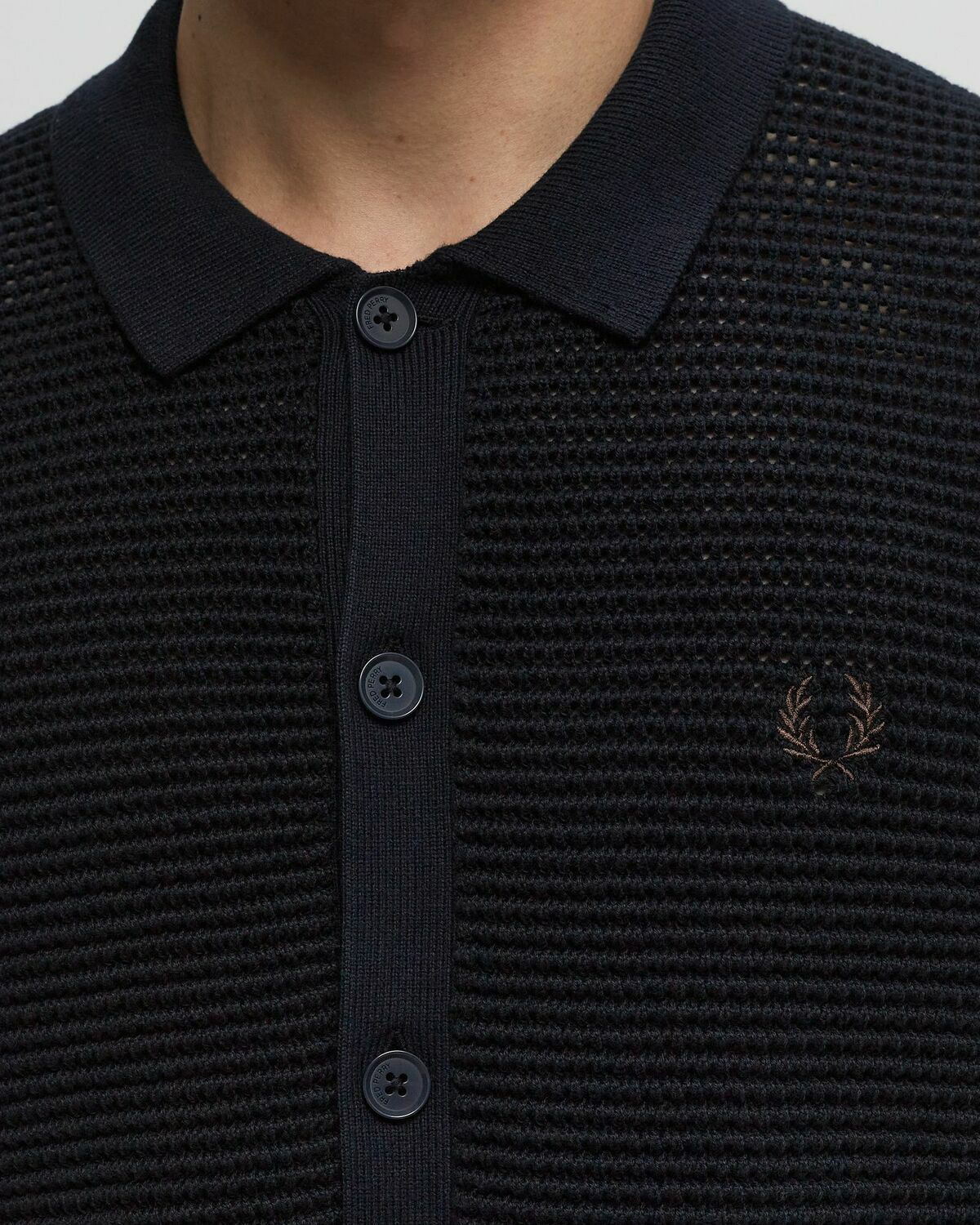 Fred Perry POINTELLE BUTTON THROUGH CRDGN Blue Mens Zippers & Cardigan ...