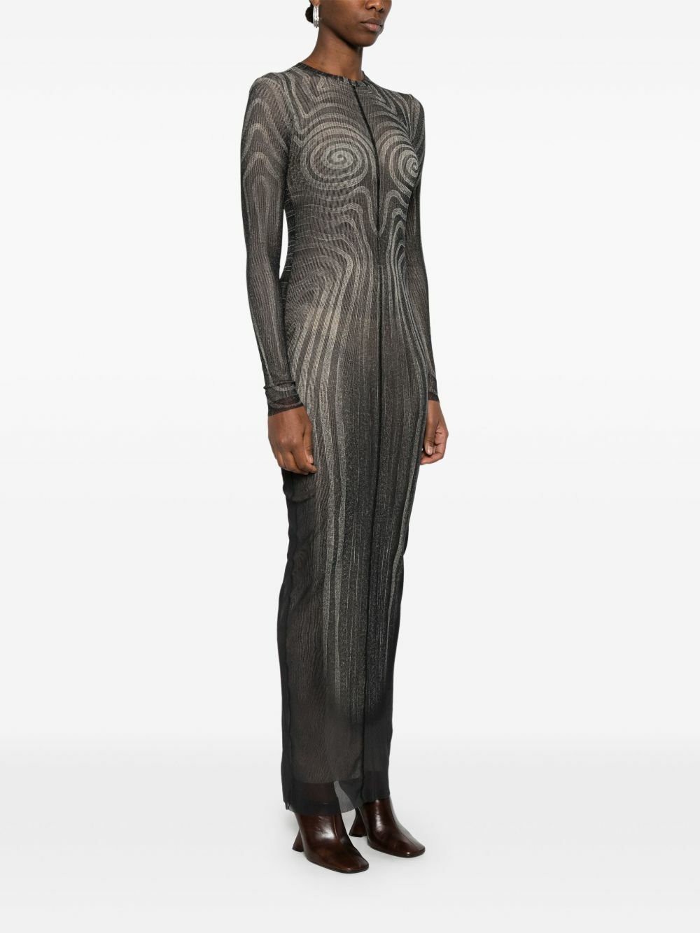 Jean Paul Gaultier Black Printed Mesh Maxi Dress Jean Paul Gaultier
