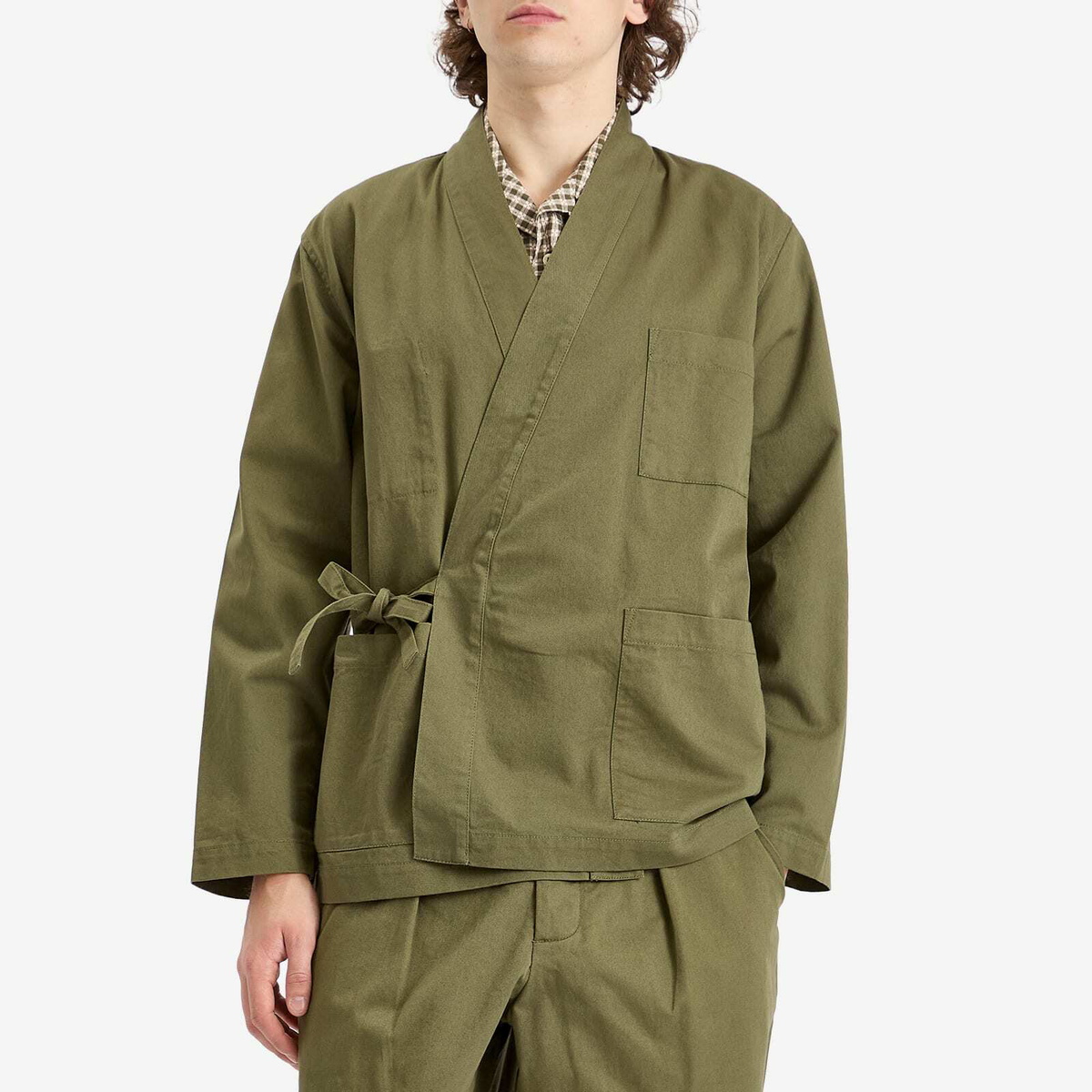Universal Works Men's Kyoto Work Jacket in Light Olive Universal Works