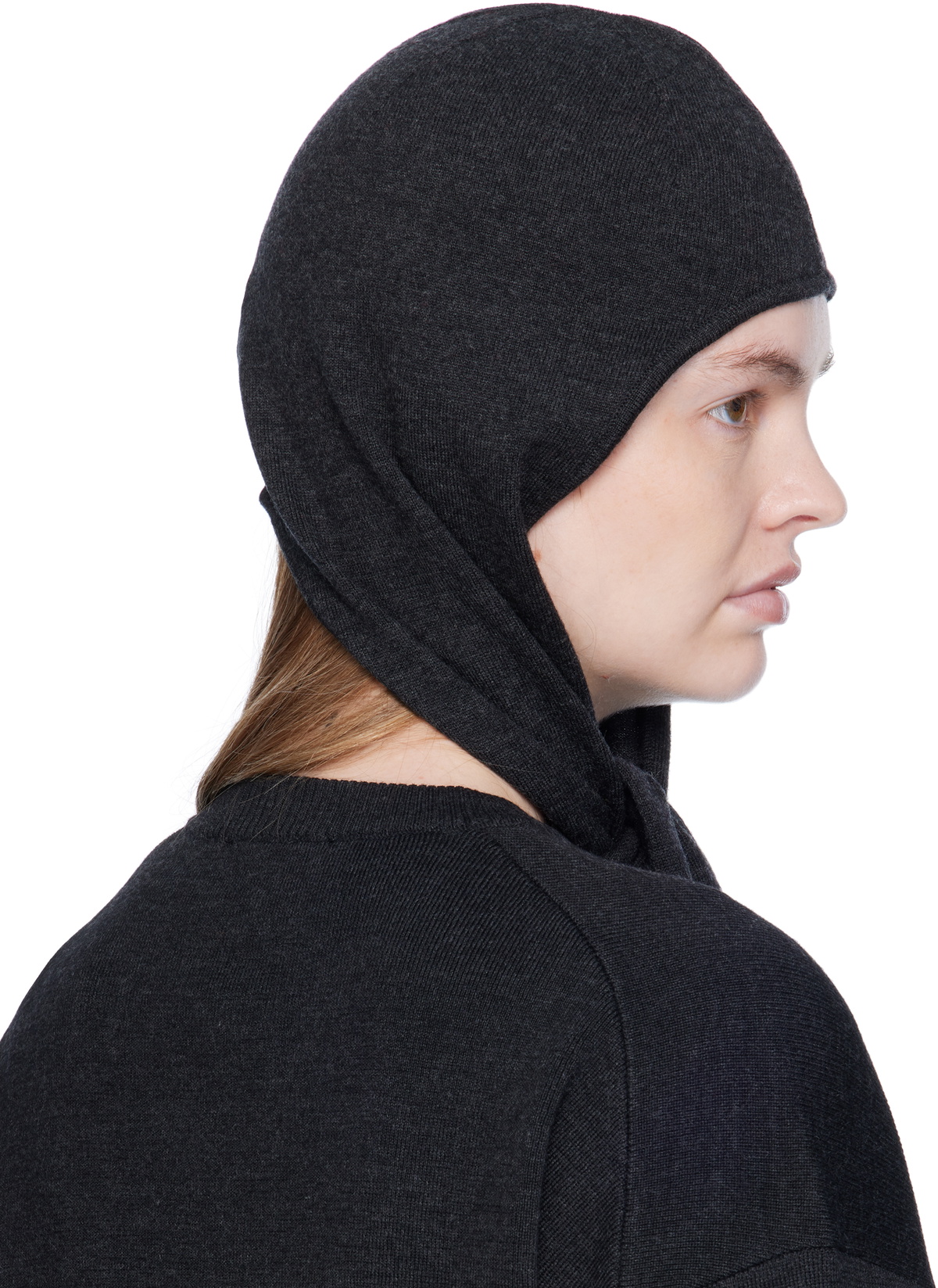 LEMAIRE Gray Fine Wool Head Scarf Hood Lemaire