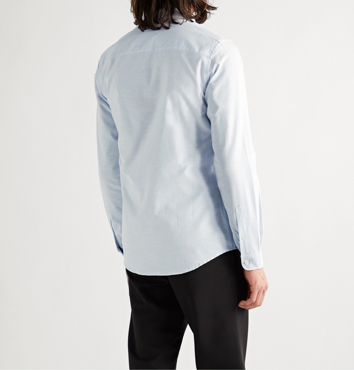 AMI PARIS - Button-Down Collar Logo-Appliquéd Striped Cotton Oxford ...
