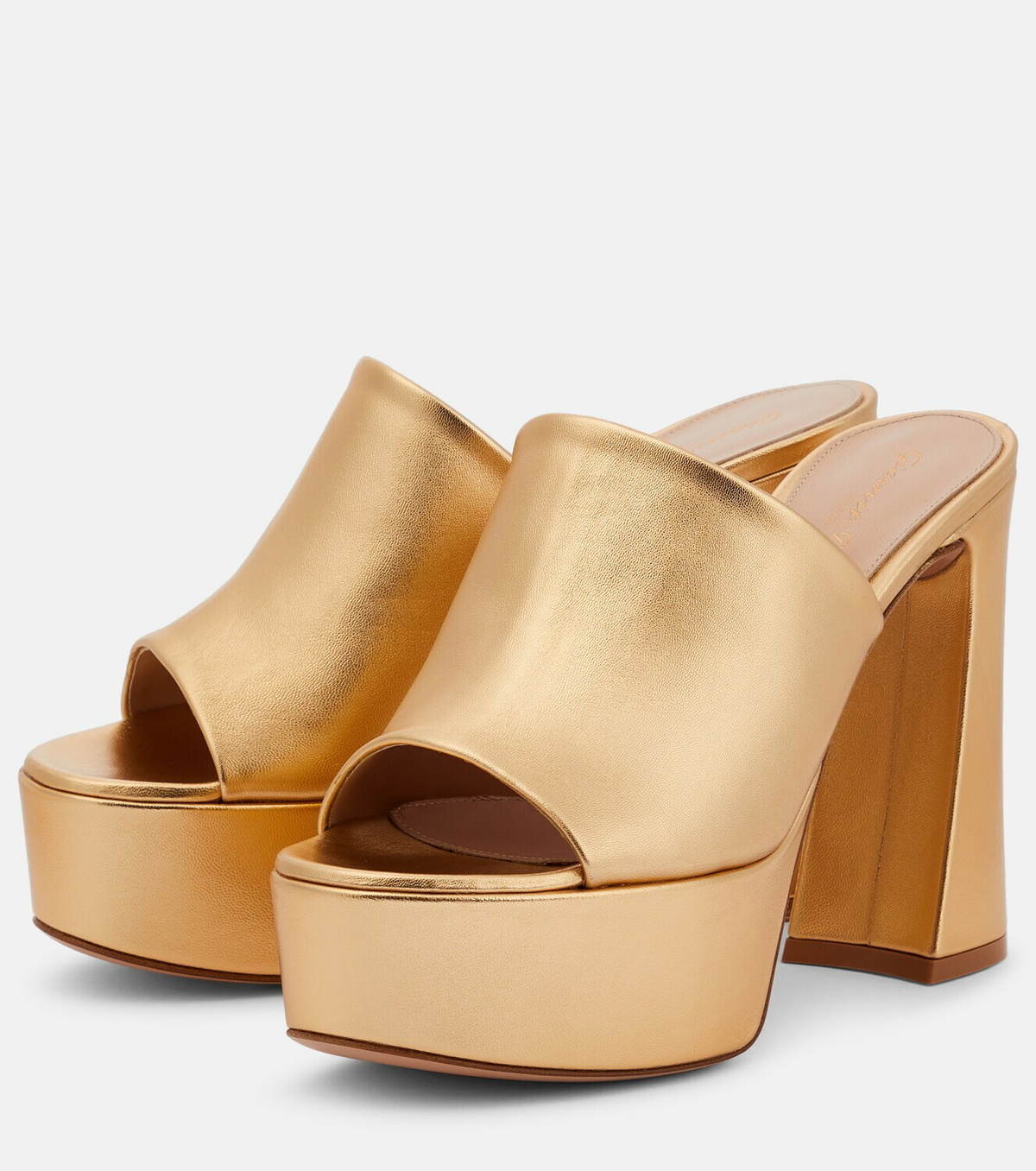 Gianvito Rossi - Holly metallic leather platform mules Gianvito Rossi
