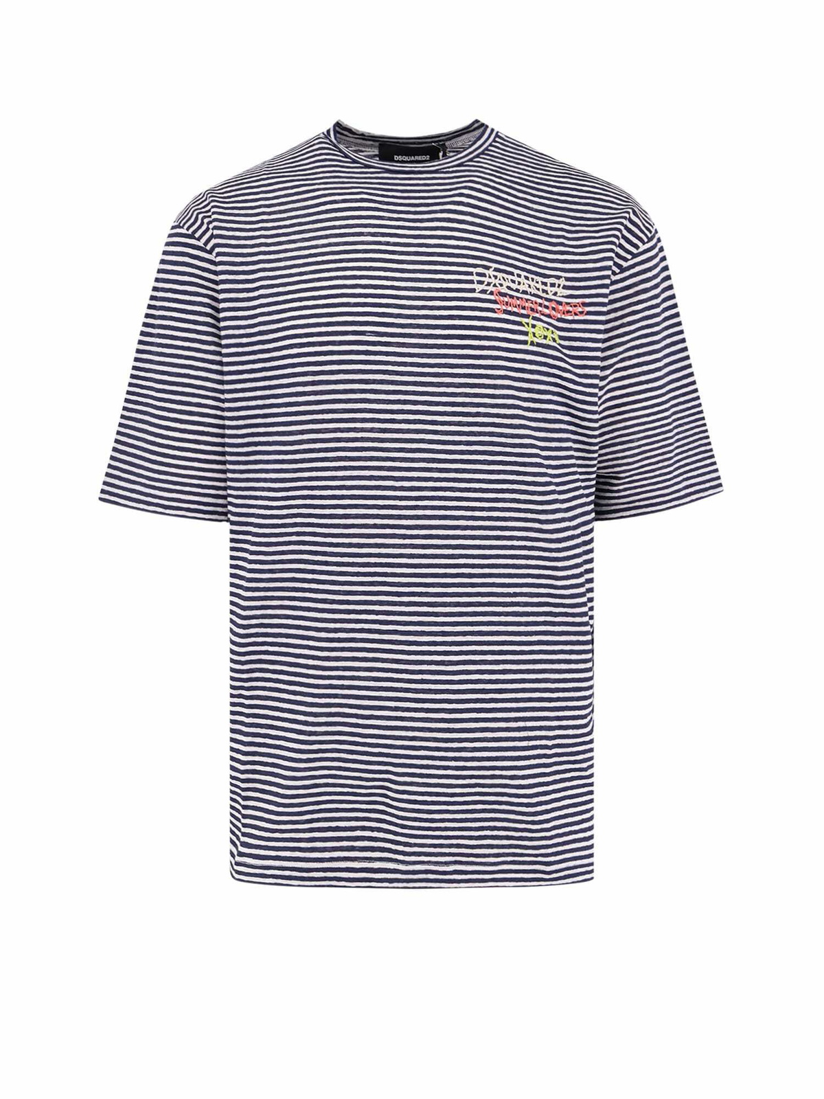 Dsquared2 Summer Lovers Striped Linen T-shirt Dsquared2