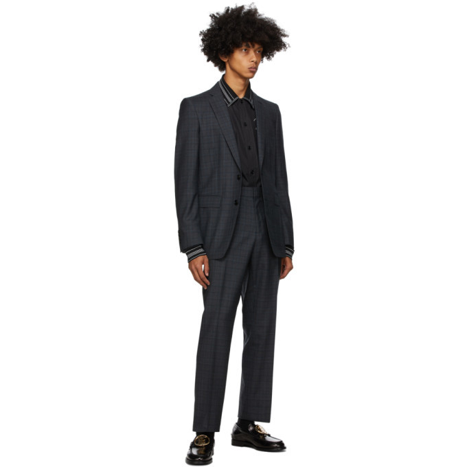 Burberry Blue Checkered English Suit Burberry