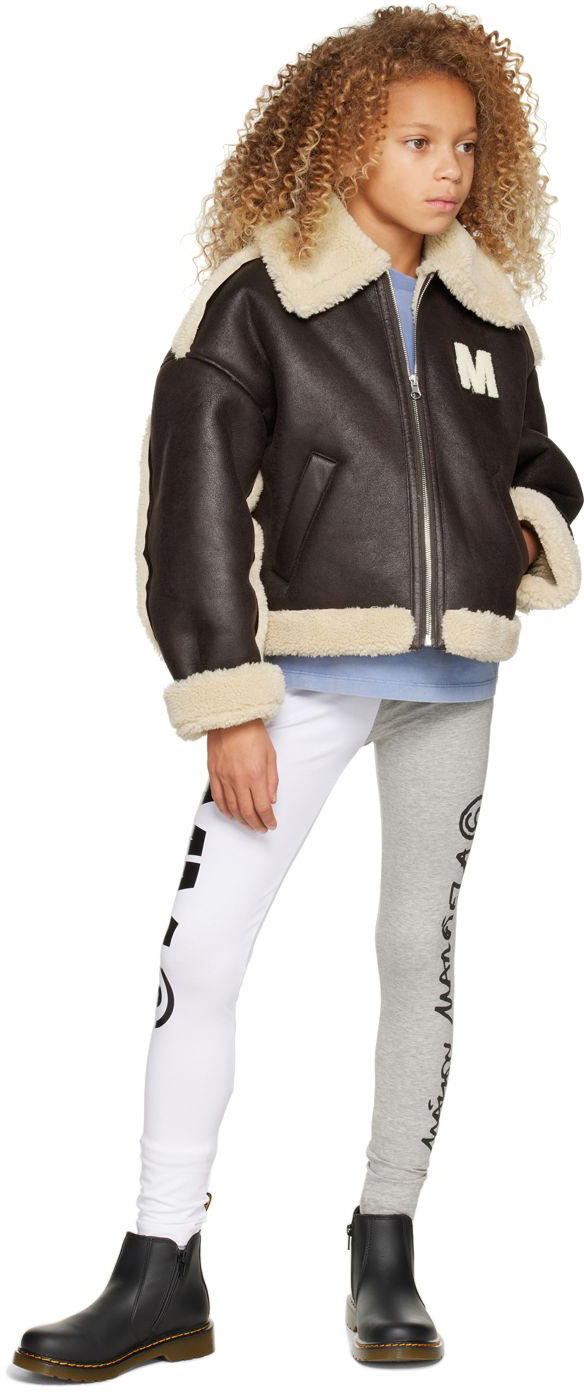 MM6 Maison Margiela Kids Brown Faux-Shearling Jacket MM6 Maison Margiela