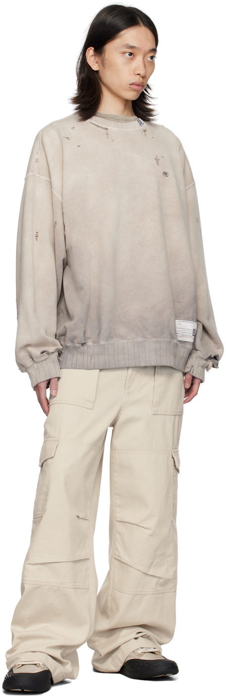 Maison MIHARA YASUHIRO Beige Distressed Sweatshirt Maison MIHARA YASUHIRO