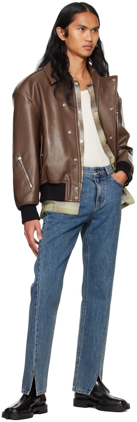 System Blue Front Slit Jeans System