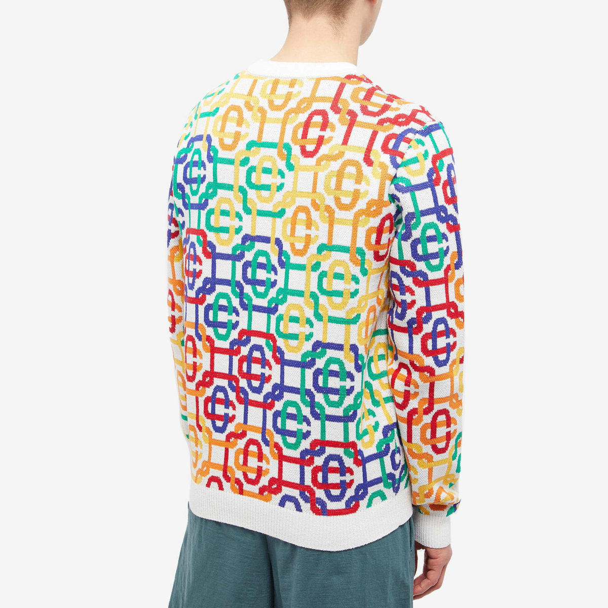 Casablanca Men's Monogram Crew Knit in Rainbow Casablanca