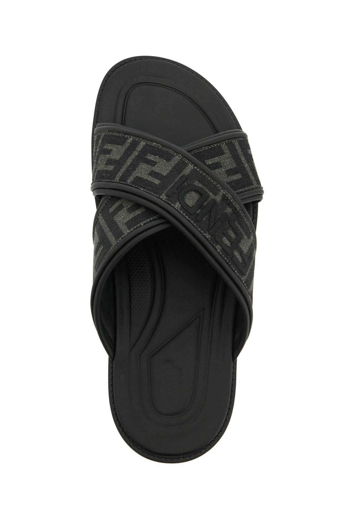 FENDI ff jacquard fabric slides Black Fendi