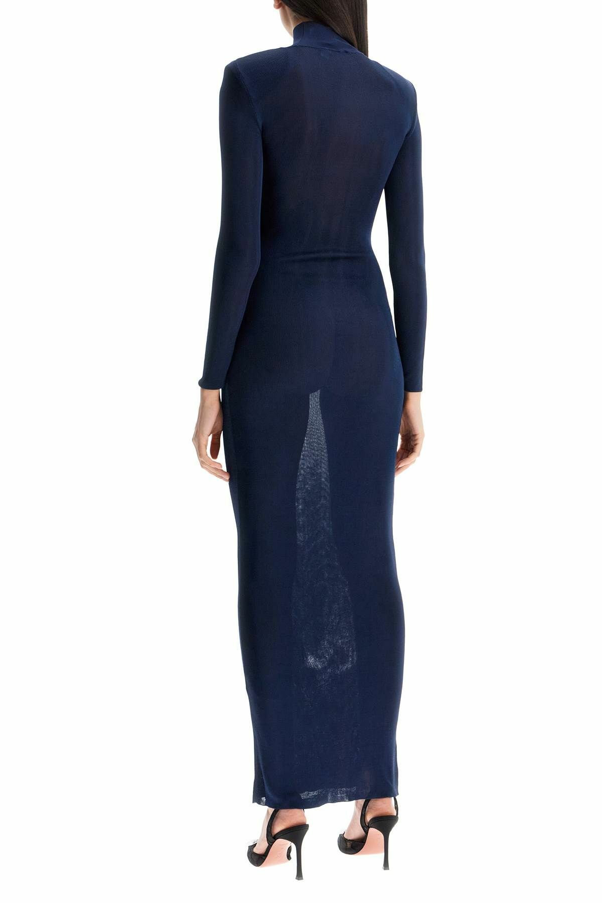 SELF PORTRAIT maxi viscose knit dress in Blue Self-Portrait