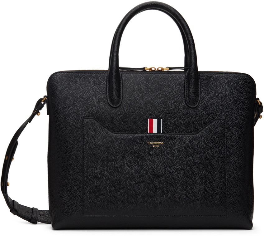 Thom Browne Black Pebble Grain Briefcase Thom Browne