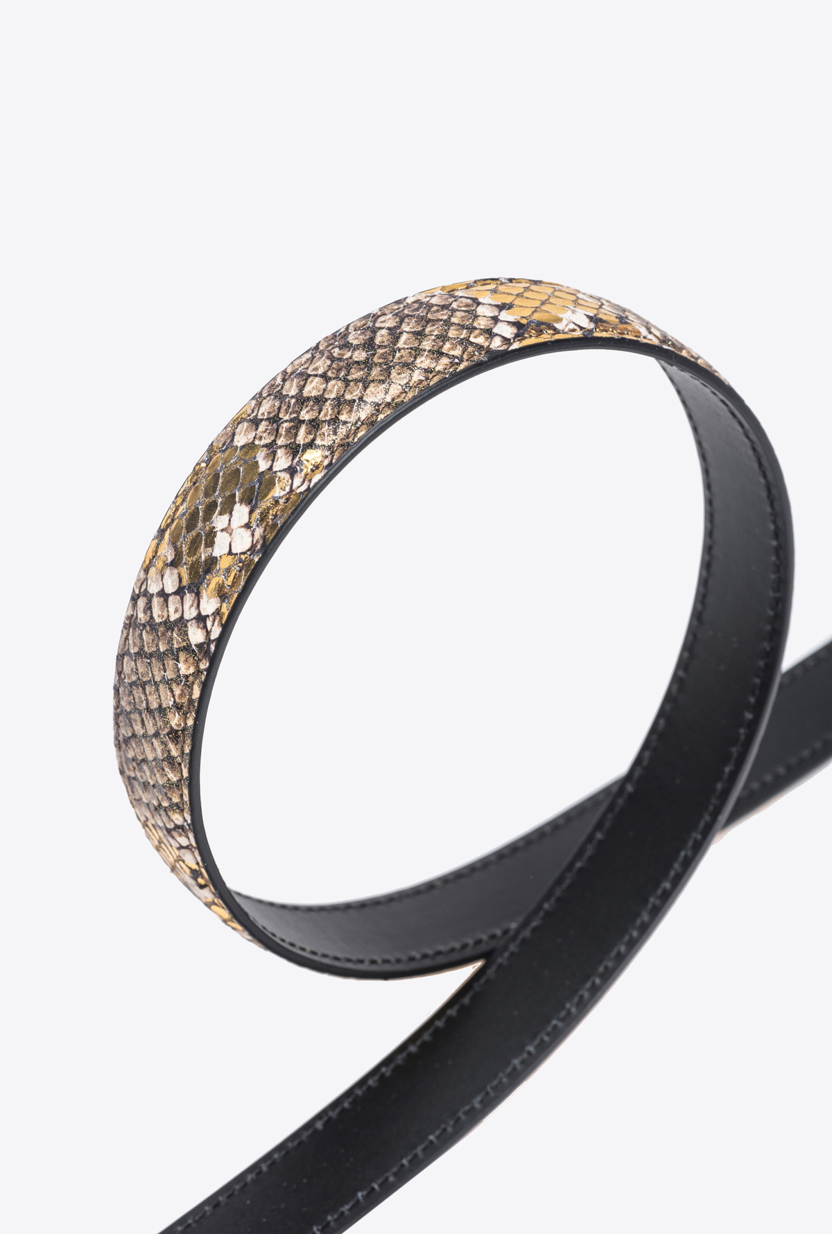 Pinko Pinko Galleria Thin 2cm Laminated Reptile Print Belt With Love ...