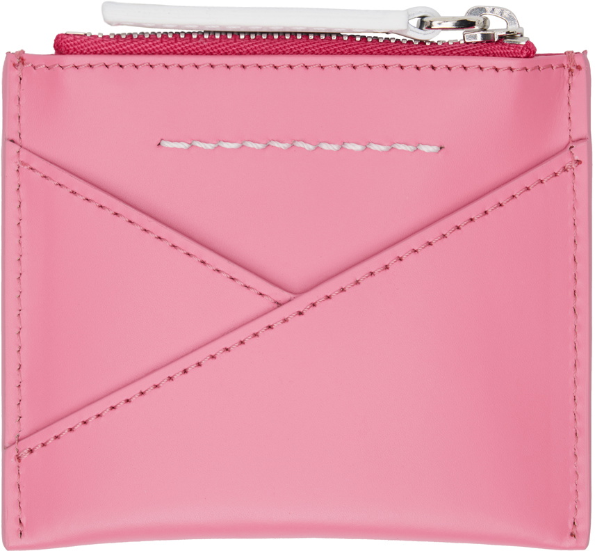 MM6 Maison Margiela Pink Stitch Card Holder MM6 Maison Margiela