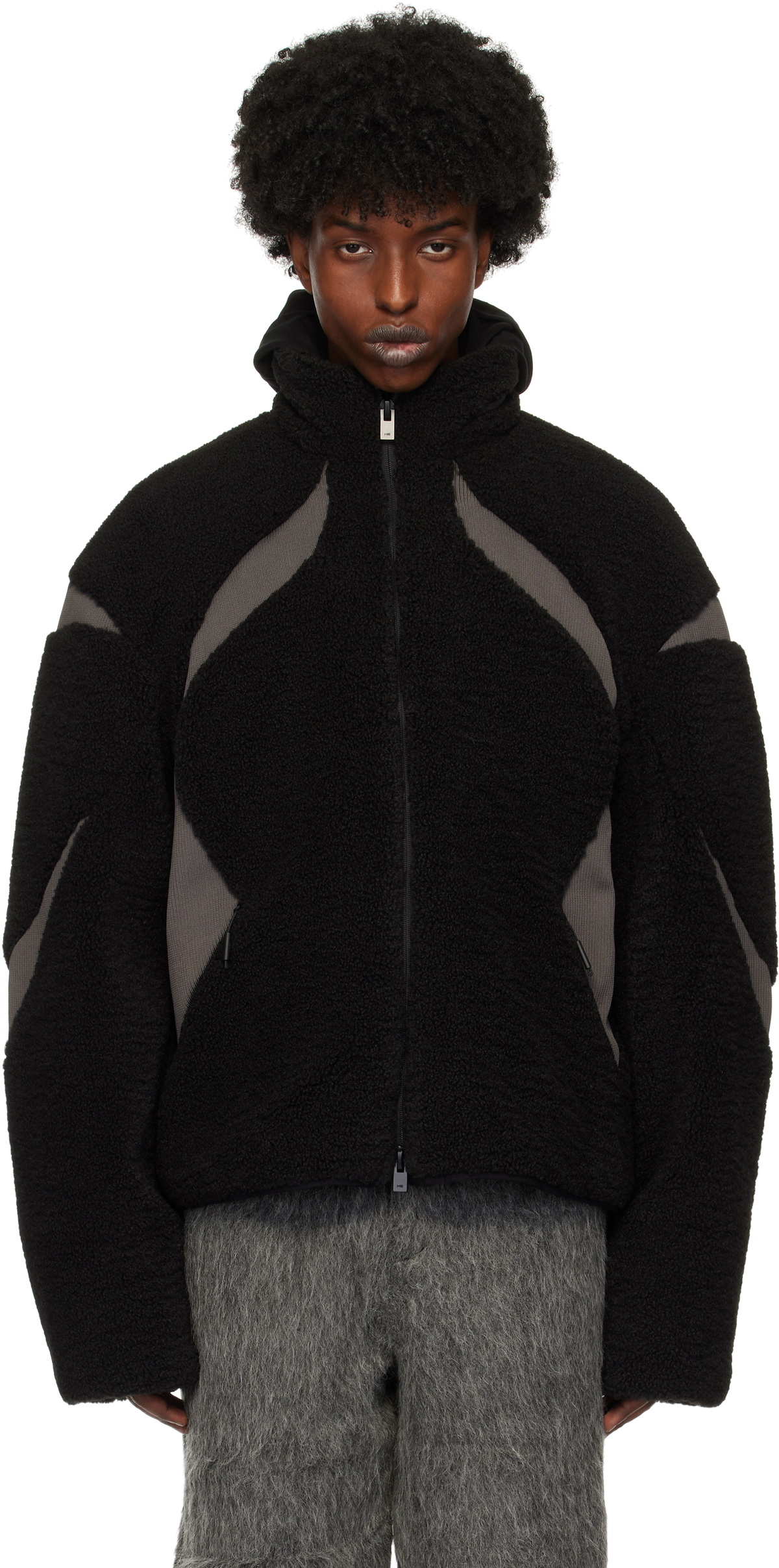HELIOT EMIL Black & Gray Custos Fleece Jacket Heliot Emil